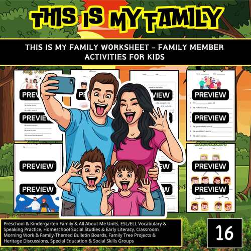 This Is My Family Worksheet - Family Member Activities for Kids | TPT