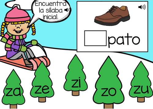 BOOM Cards Sílabas iniciales con la letra z- za, ze, zi, zo, zu
