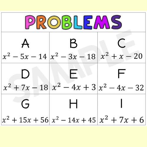 Factoring Quadratics Match by The Algebra Shop | TpT