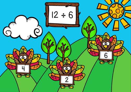 Thanksgiving Turkey Division Fact Fluency Math Activity for Google Slides