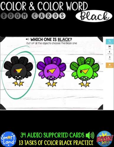 Learning Colors and Color Words digital cards | BLACK by Smart Land ...