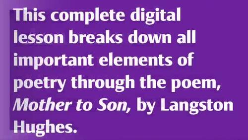 Mother to Son by Langston Hughes, Poetry Analysis & Writing Lesson, PPT