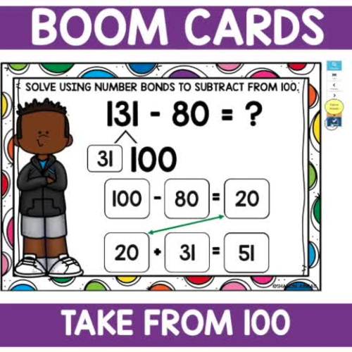 Take From 100 with 3 Digit Numbers Boom Cards | TPT