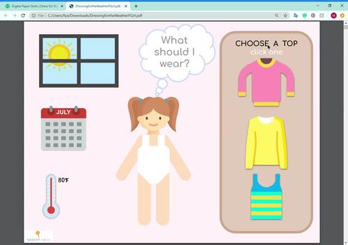 Dress for the Weather Interactive PDF by SpeechLaLi | TpT