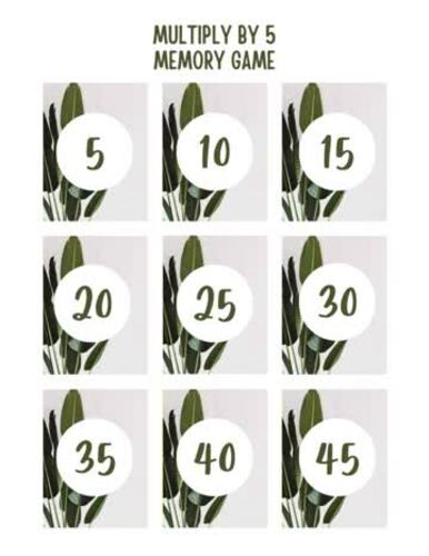 Multiply By 5 (5-18) Memory Game Center Math Facts Boho Theme Fluency ...