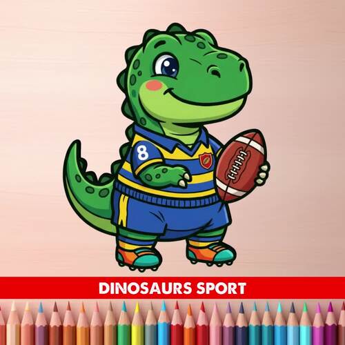 Dinosaurs Sports Clipart Set – Cute Dinosaur Athletes Clip Art, 20 PNG