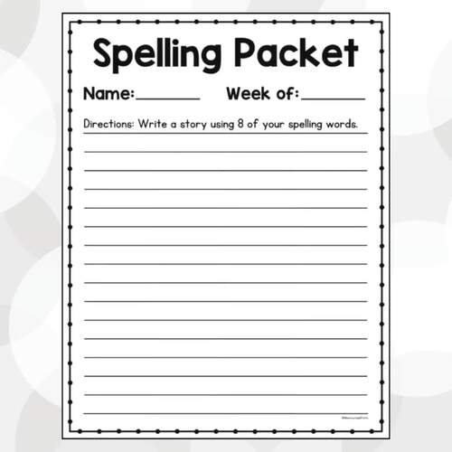 Spelling List Template: Spelling Practice Vocabulary Template for 15 Words