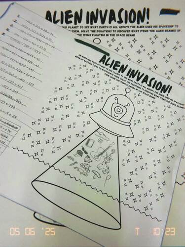 Alien Invasion! Solving Multi-Step Equations Activity - Variables on ...