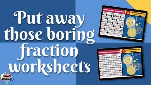 Fractions on a Number Line Pixel Art Activity with Printables - 2 Levels