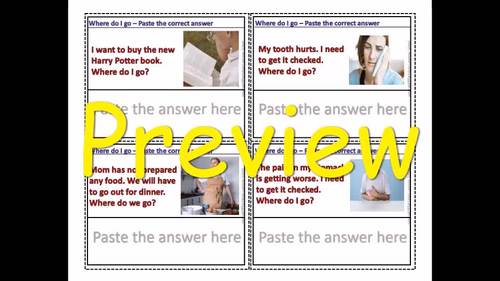 Where do I go? Task Cards - Cut and Paste - all Real Images. | TPT