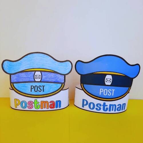 Labor Day Hat Craft, Community Helpers Hats, Postman Crown Coloring Pages