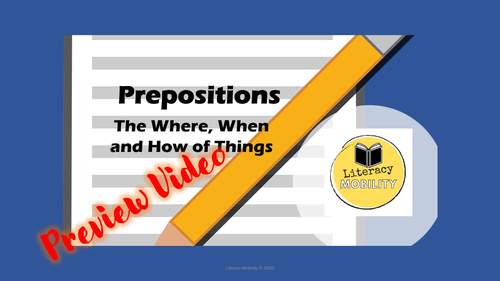 Parts of Speech Prepositions Worksheets and PowerPoint by Literacy Mobility