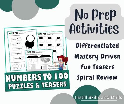 Numbers to 100 Math Brain Teaser, Logic Puzzle and Fluency Practice ...