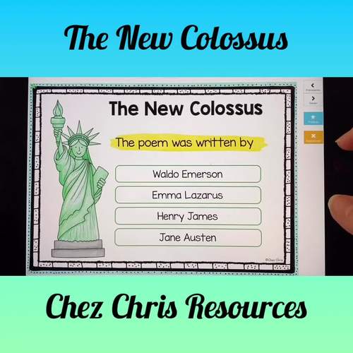 BOOM Cards : The New Colossus / Emma Lazarus New York Statue of Liberty