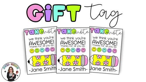 Teacher Gift Tag | Editable Back to School Staff Appreciation Printable