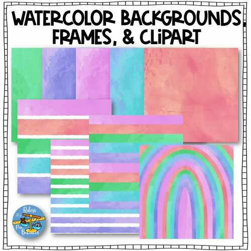 Watercolor Clipart Set - Backgrounds, Borders, Clip Art, Frames, Shapes ...