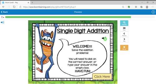 Single Digit Addition Fluency BOOM Cards™ Distance Learning Task Cards
