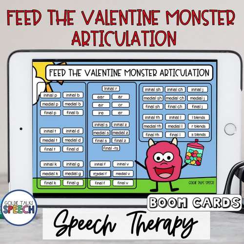 Feed the Valentine Monster Articulation Boom Cards | Speech Therapy