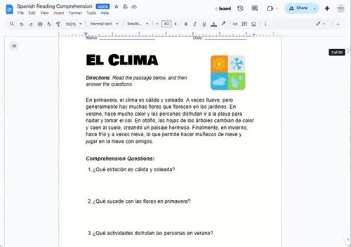 20 Spanish Reading Passages with Comprehension Questions | TPT