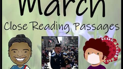 March Close Reading Comprehension Passages | 5th Grade & 6th Grade