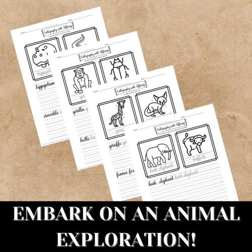AFRICAN ANIMALS | Cursive Handwriting Practice Sheets | COLORING IMAGES ...
