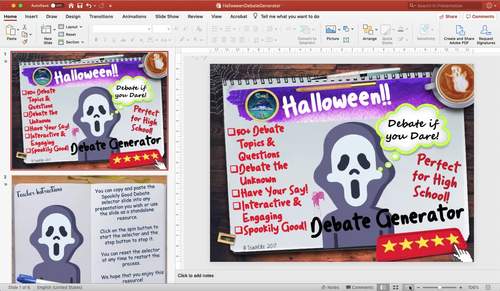 Halloween Debate Generator, Spooky Activities, Halloween Discussion Lesson