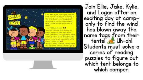 Camping Summer Digital Escape Room Game 1st Grade Reading Phonics ELA ...