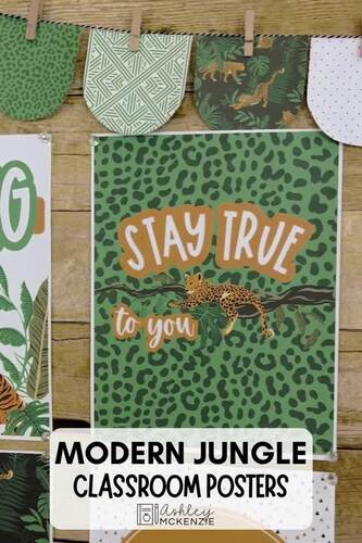 Modern Jungle Classroom Decor | Classroom Posters - Editable! | TPT