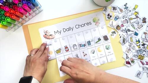 50% OFF Space Themed Chore Charts, Editable Visual Schedule & Chore Cards