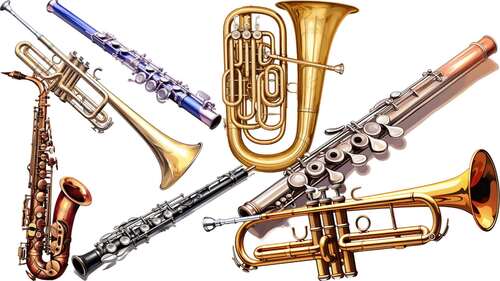 Watercolor Wind Instruments Clipart Set of 20 Files by ArtisticTimberStudio