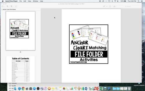 Anchor Chart Matching File Folder Activities by The Autism Helper