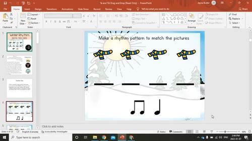 Winter Digital Rhythm Task Cards// Drag and Drop Activity for Ta and Titi