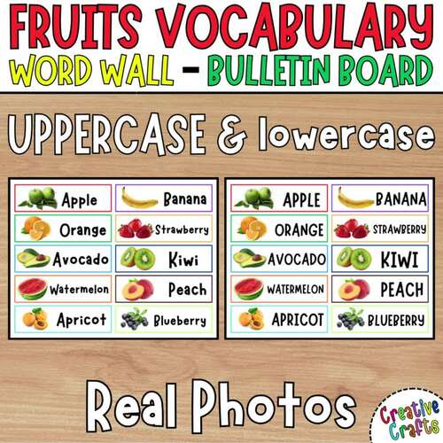 Common Fruits Vocabulary Word Wall & Bulletin Board by The Creative Crafts