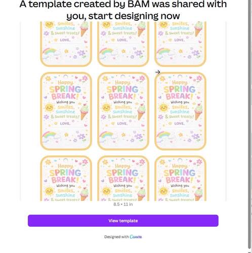 Editable Happy Spring Break Gift Tags | Printable Student Treat Tags by ...