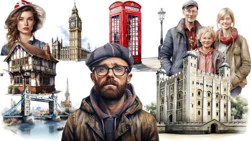 Watercolor England Clipart Set of 20 Files by ArtisticTimberStudio