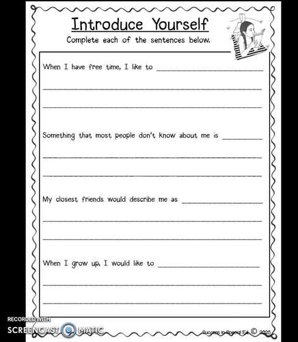 Back to School Getting to Know You Questionnaire for Middle and High School