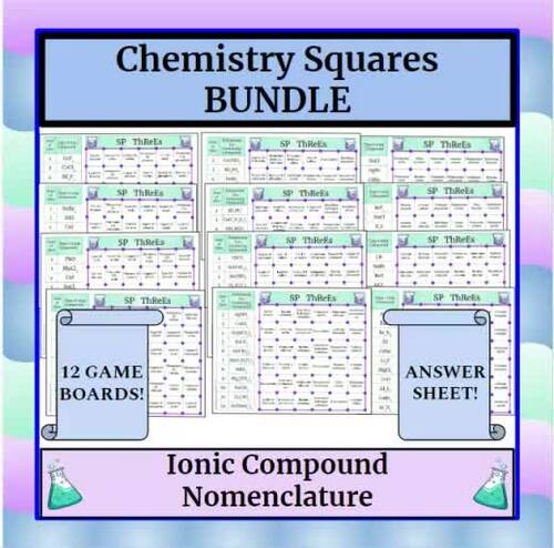 Chemistry Game (Squares) - BUNDLE - Ionic Compound Naming with Key