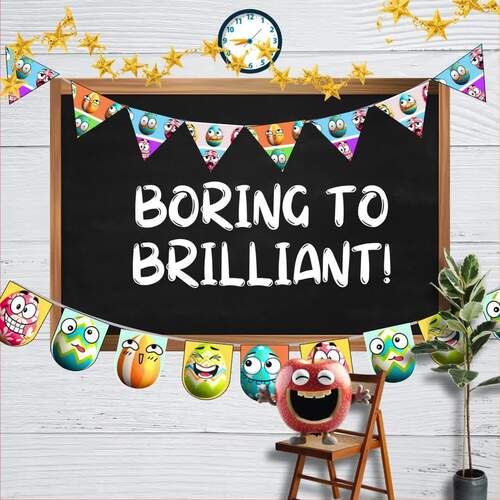 Bulletin Board Bunting – Funny Face Easter-Themed Colorful Classroom Banner