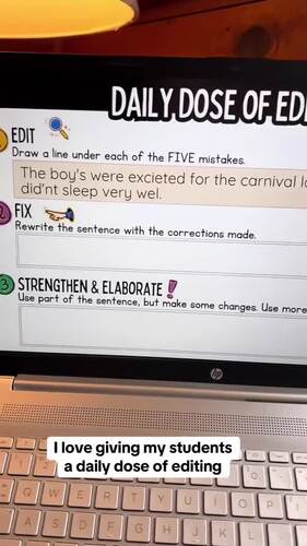 4th & 5th Grade Sentence Editing & Expansion Daily ELA Warm-ups Month 1