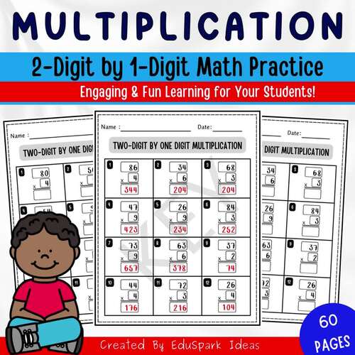 2-Digit by 1-Digit Multiplication Worksheets | Math Practice for 3rd ...