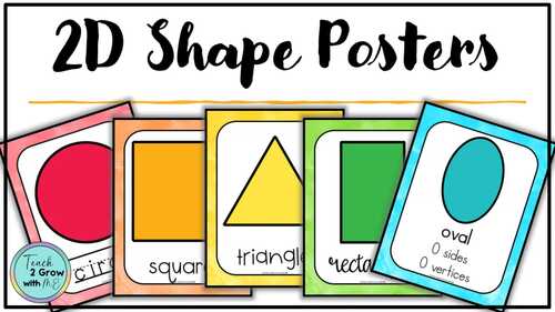 2D and 3D Shape Posters Shape Anchor Charts Bright Watercolor Classroom ...