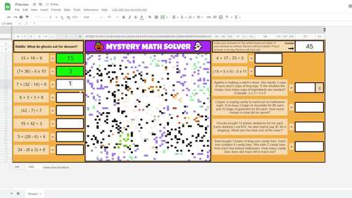 Halloween - PEMDAS / Order of Operations Digital Math Activity - Pixel Art