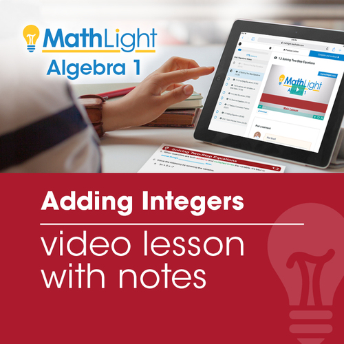 Adding Integers Review Video Lesson with Guided Notes by MathLight