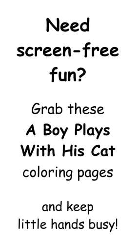 A Boy Plays with His Cat Coloring Pages | Fun Activity for Kids by ...