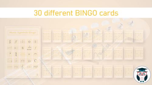 Music Symbols Bingo Level 2 - 30 Bingo cards & Endless games - English ...