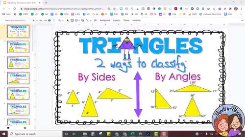 Classifying Triangles by Their Sides & Angles Google Slides Digital Activity
