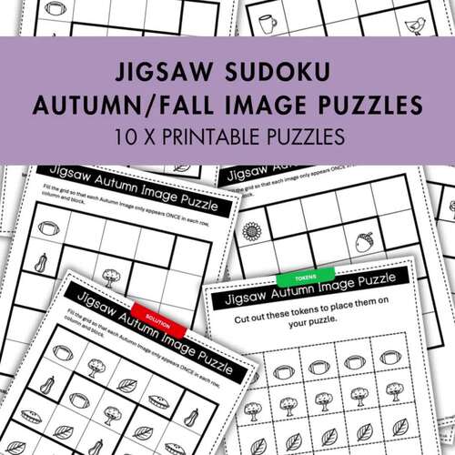 Printable Jigsaw Sudoku-Style Autumn/Fall-Themed Image Puzzles – Ages 11+