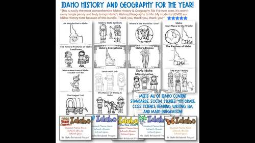 Idaho History and Geography for the YEAR! HUGE!! LOADED with CCSS Learning