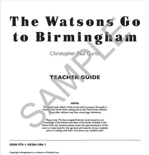 The Watsons Go to Birmingham--1963 Novel Units® Teacher Guide Novel Study