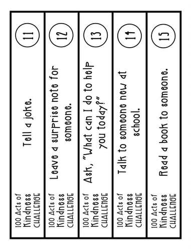 100 Acts of Kindness Challenge Chain | World Kindness Day | 100th Day ...